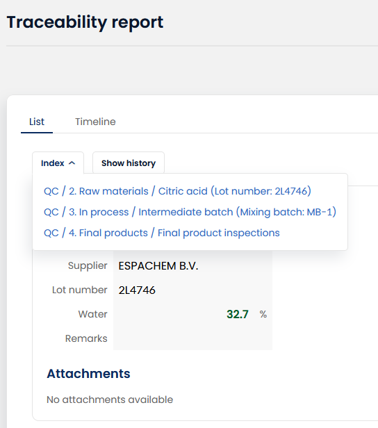 Traceability reports